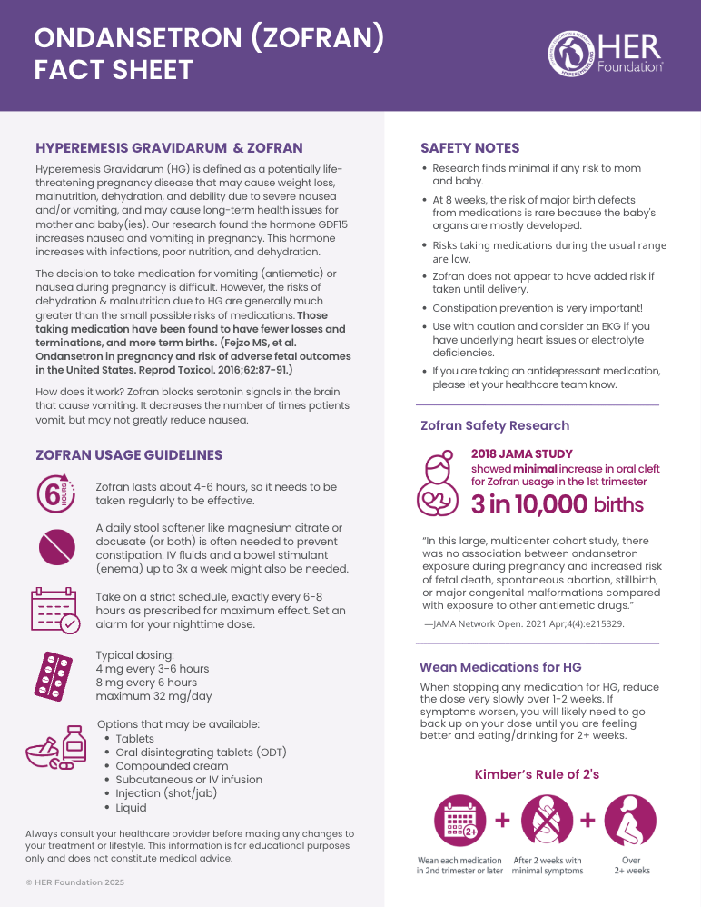 Taking Ondansetron/Zofran Patient Resource - HER Foundation